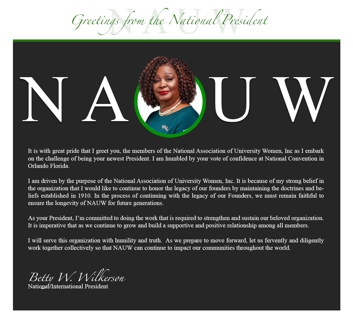 President’s Greetings
